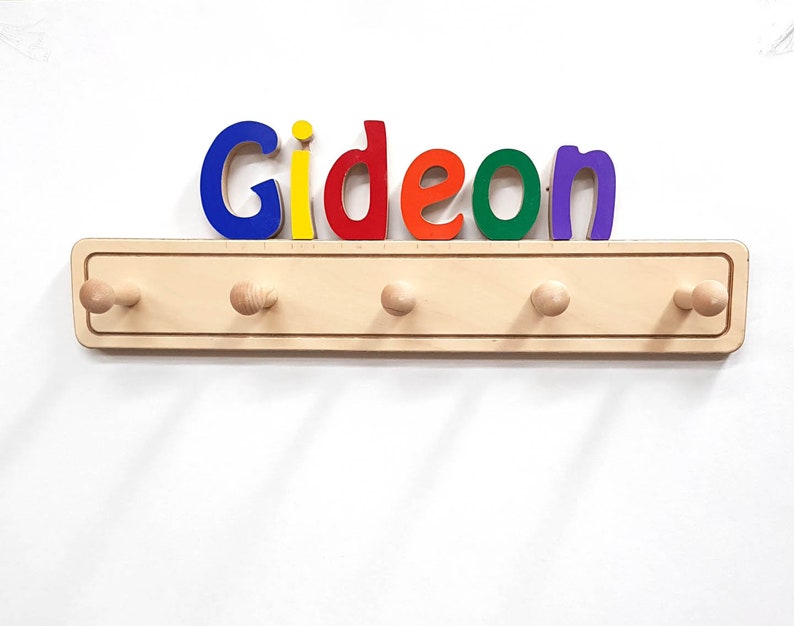 Colorful Kids Coat Rack With Personalized Name Fast Delivery - Etsy