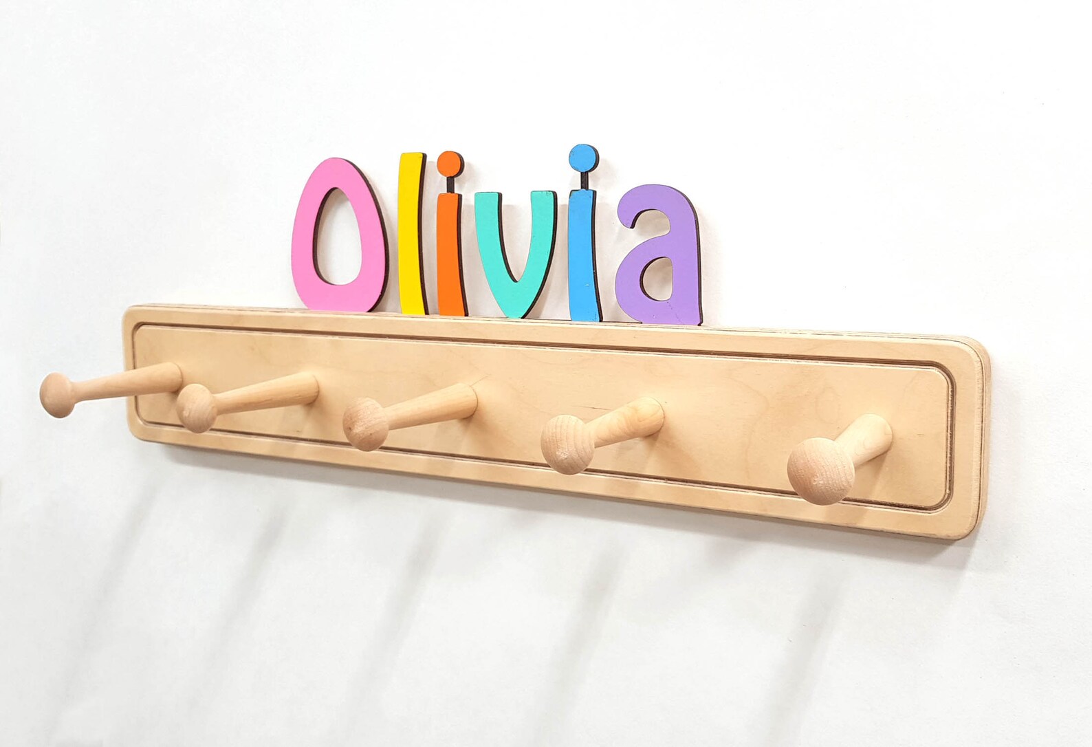 Colorful Kids Coat Rack With Personalized Name Fast Delivery - Etsy