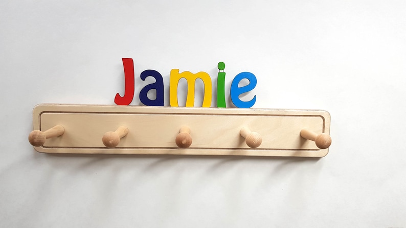 Colorful Kids Coat Rack With Personalized Name Fast Delivery - Etsy