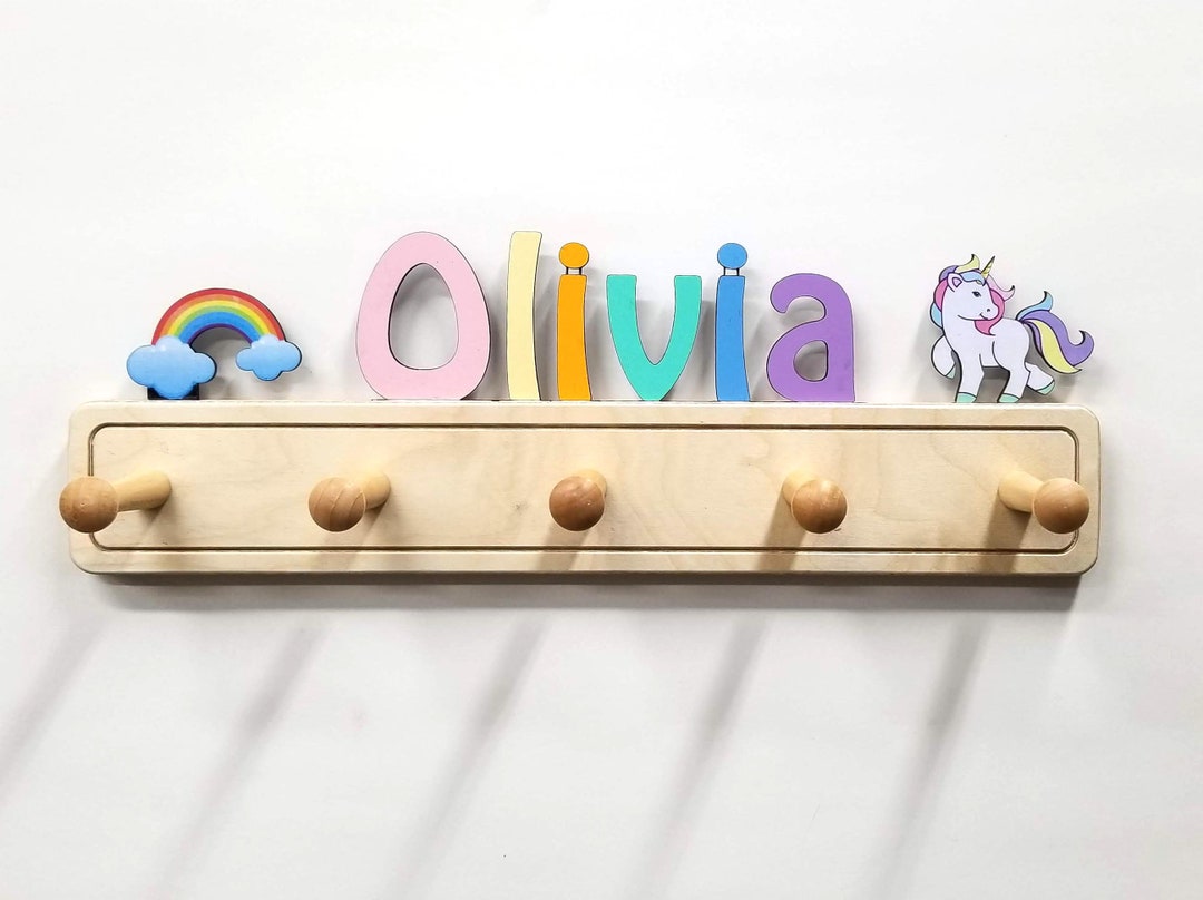 Colorful Kids Coat Rack Personalized With Ornaments - Fast Delivery - Etsy