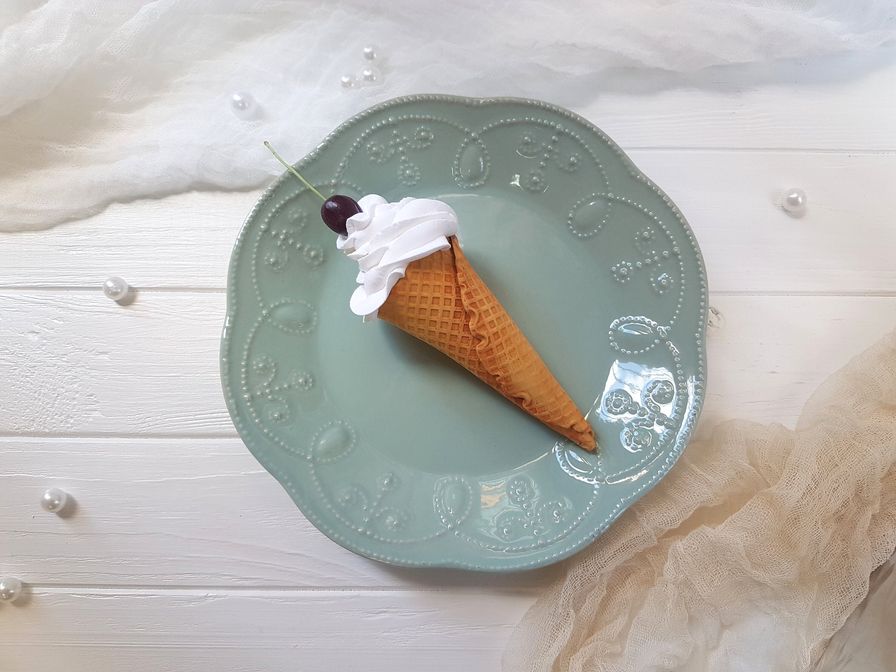 Fake Ice Cream Cone Ice Cream Fake Ice Cream Cherry Faux Food - Etsy