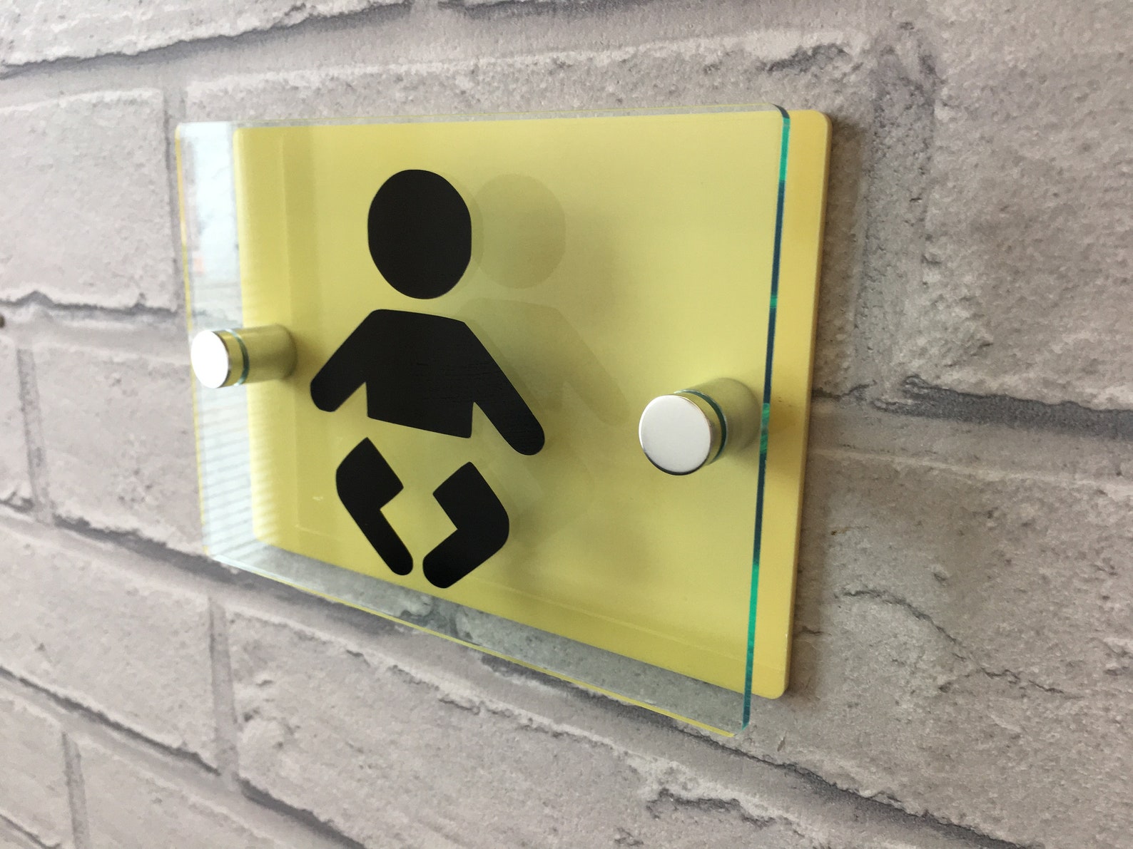 Modern Glass Look Yellow Toilet Sign Plaque - Etsy