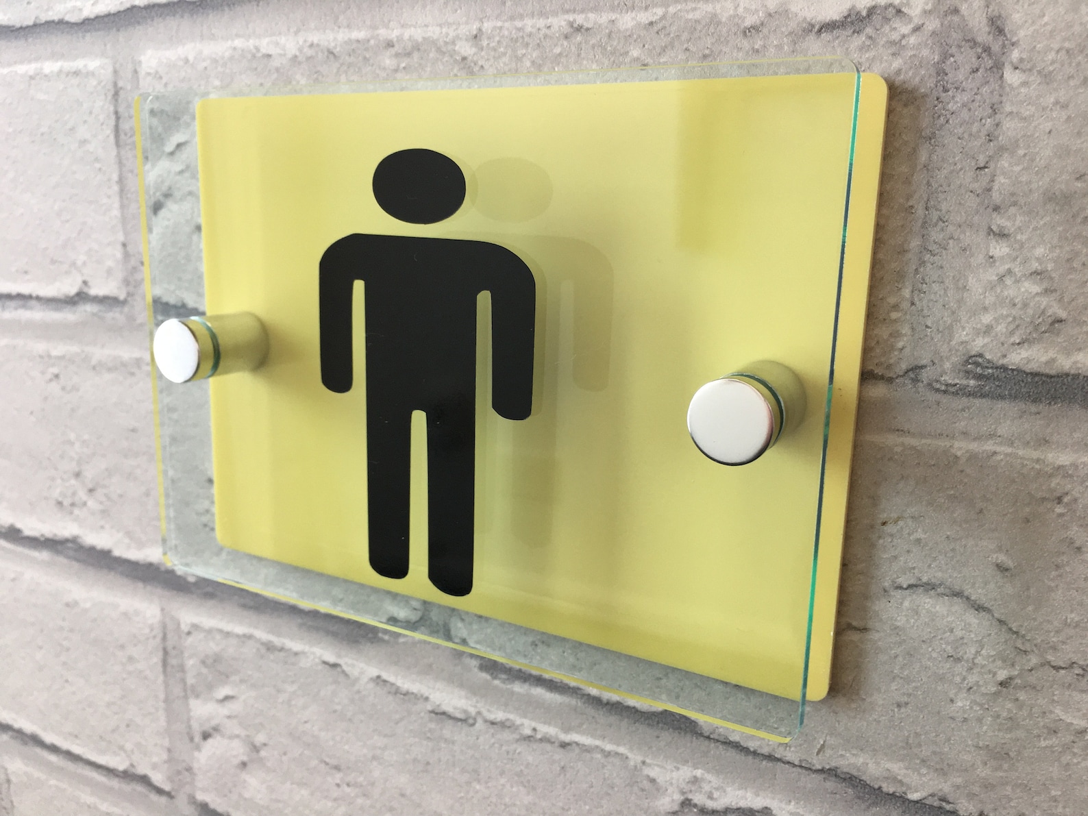 Modern Glass Look Yellow Toilet Sign Plaque - Etsy