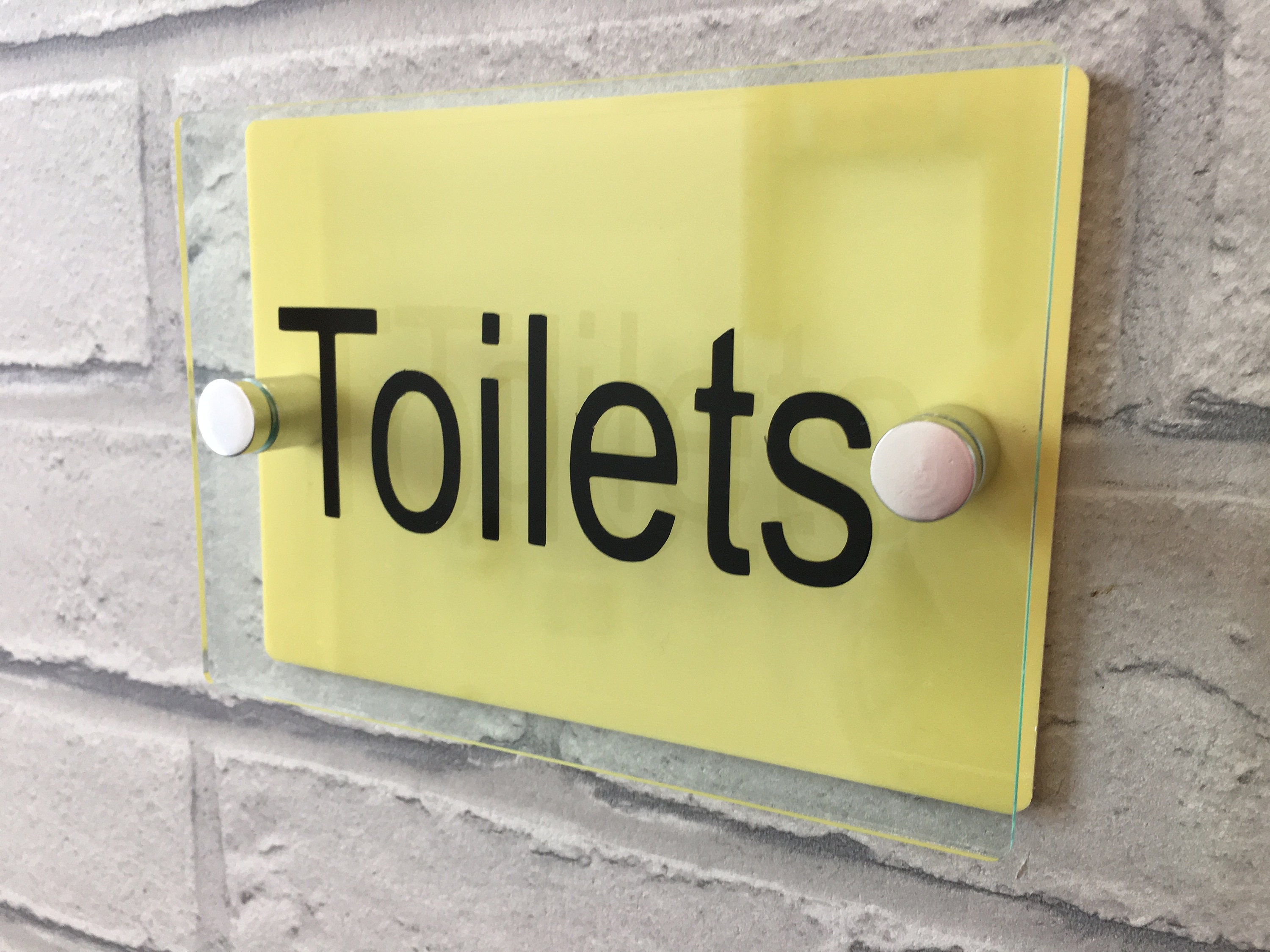 Modern Glass Look Yellow Toilet Sign Plaque - Etsy