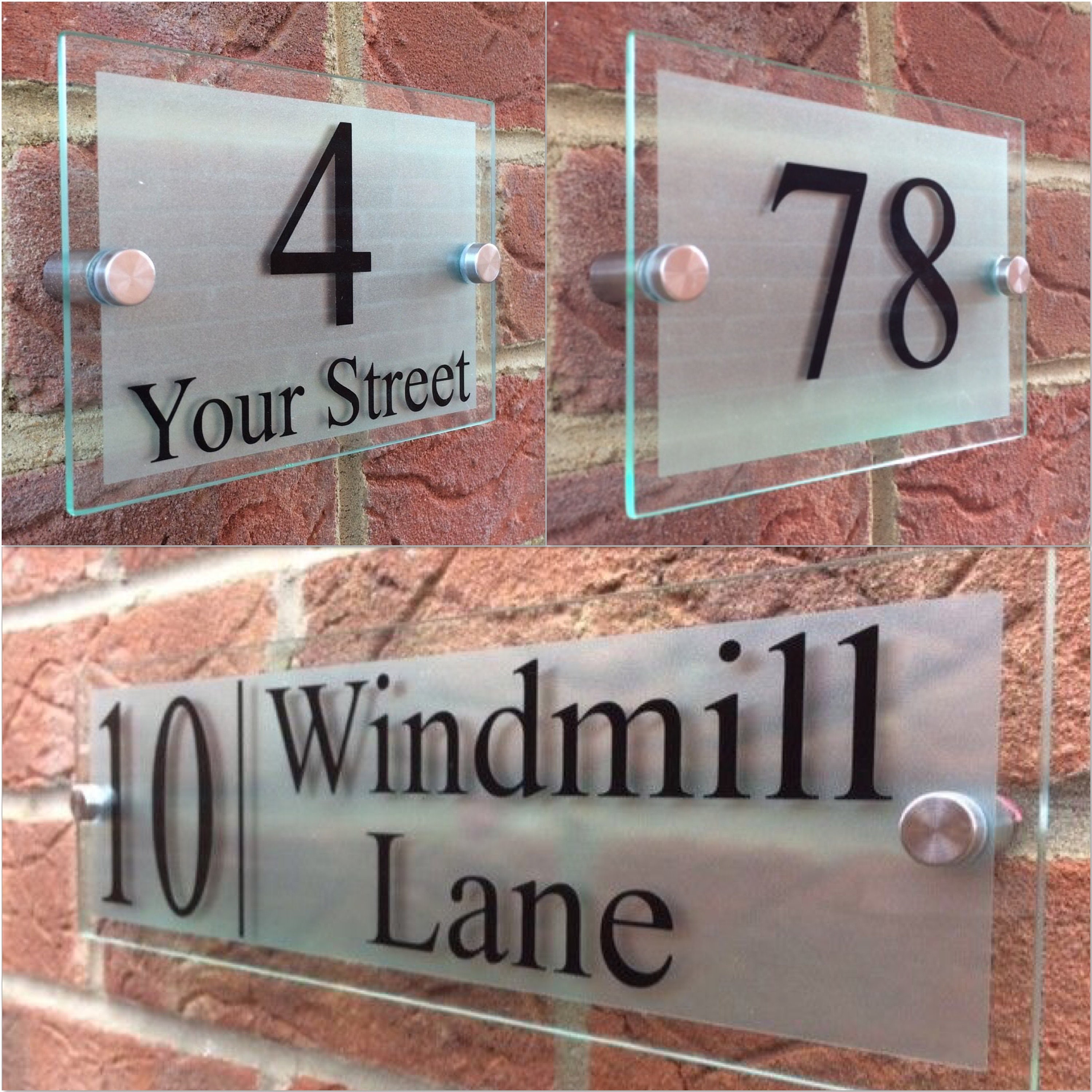 Modern House Sign Plaque Door Number Street Glass Effect - Etsy