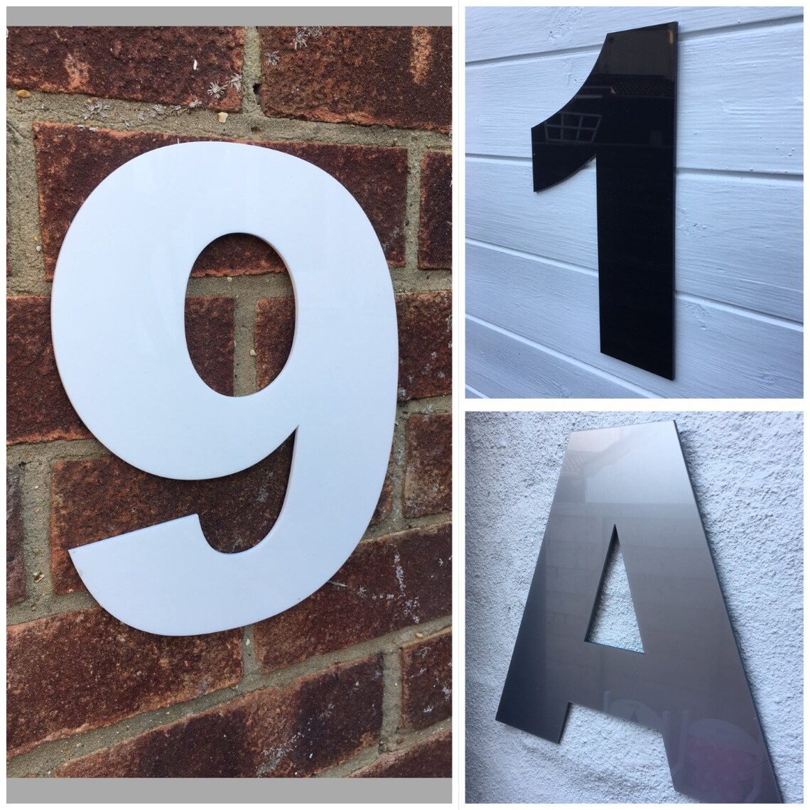 Large Modern House Numbers Black, White Aluminium Effect Large House ...