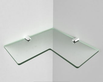 Glass Acrylic Corner Shelf With Chrome Fittings Modern Shelves | Etsy