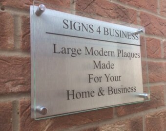 Modern A4 Business Plaque / House Sign Glass Acrylic Aluminium - Etsy UK