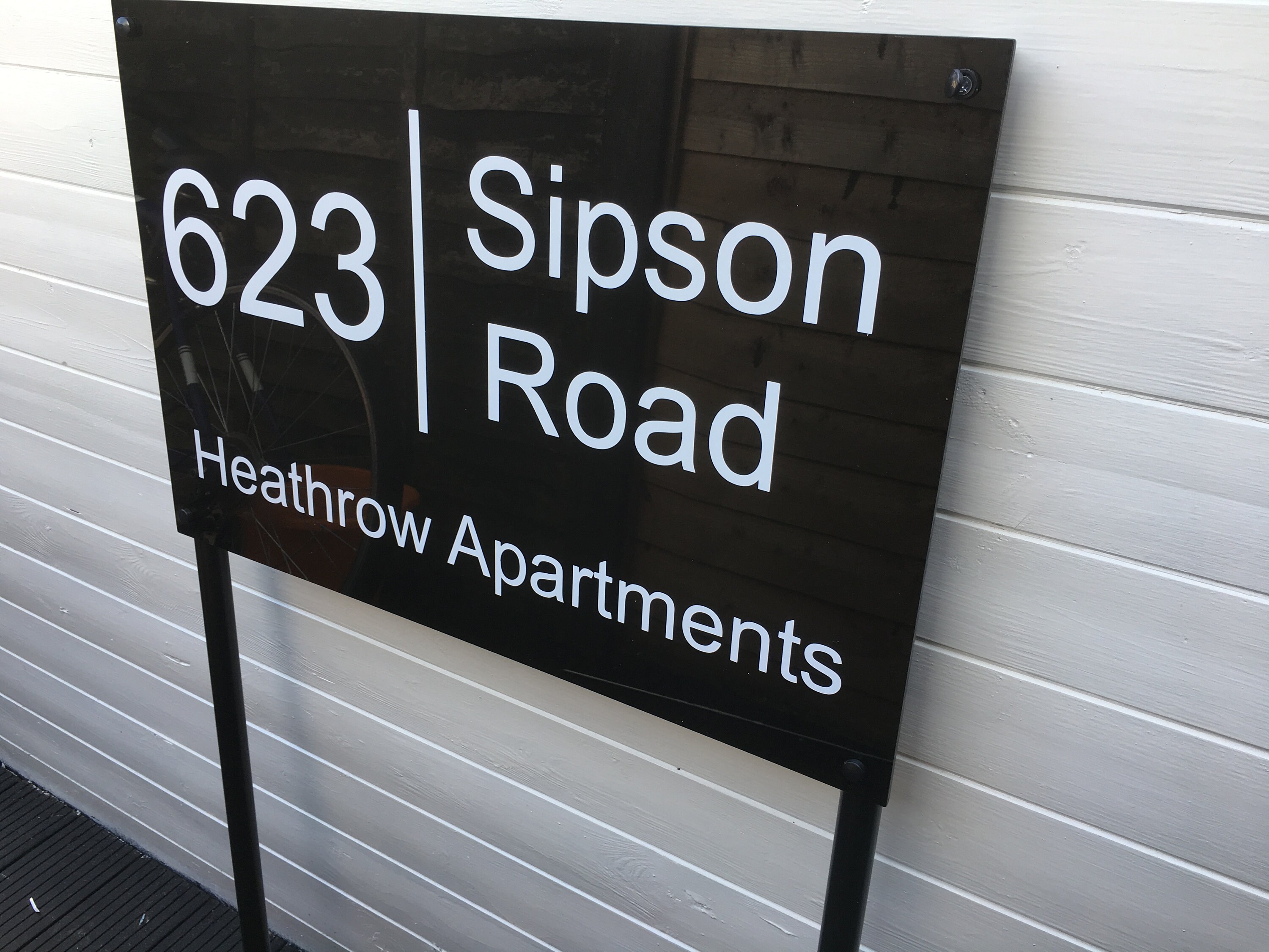 Freestanding Black Address Plaque With Legs Door Number and Street Post ...