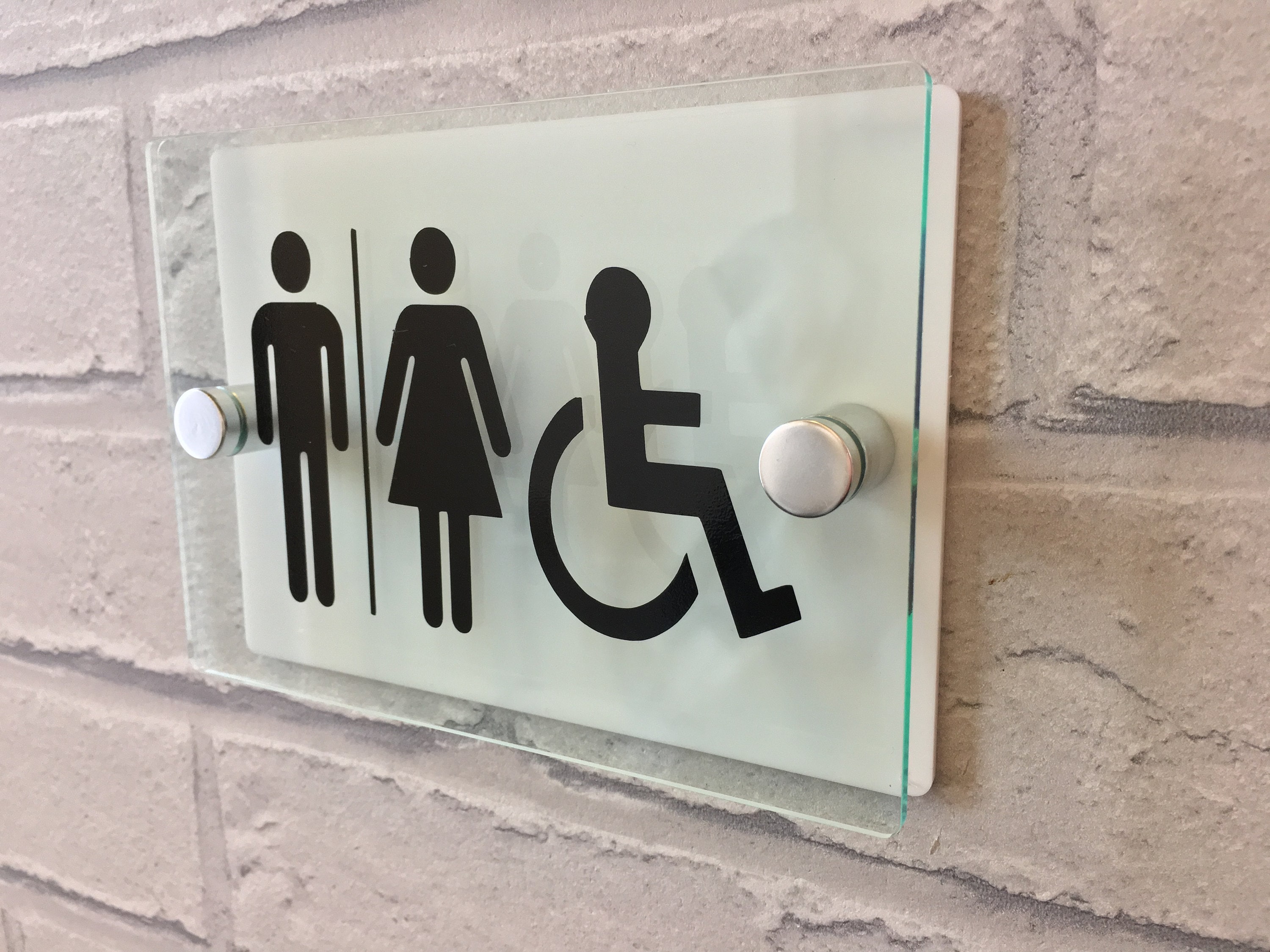 Modern Glass Look White Toilet Sign Plaque - Etsy UK