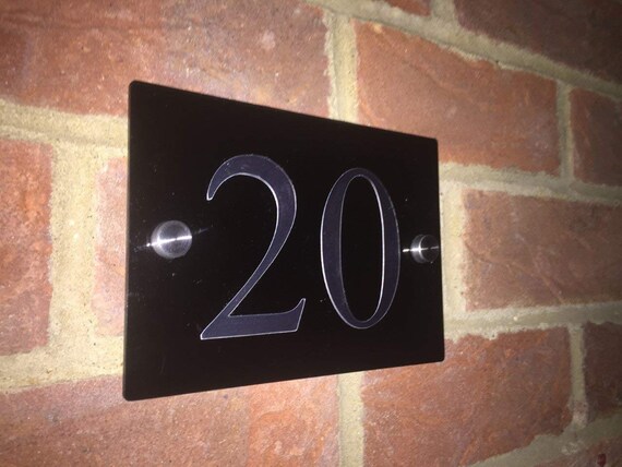 Chrome Modern House Sign Gloss Black Plaque Door Number - Etsy UK