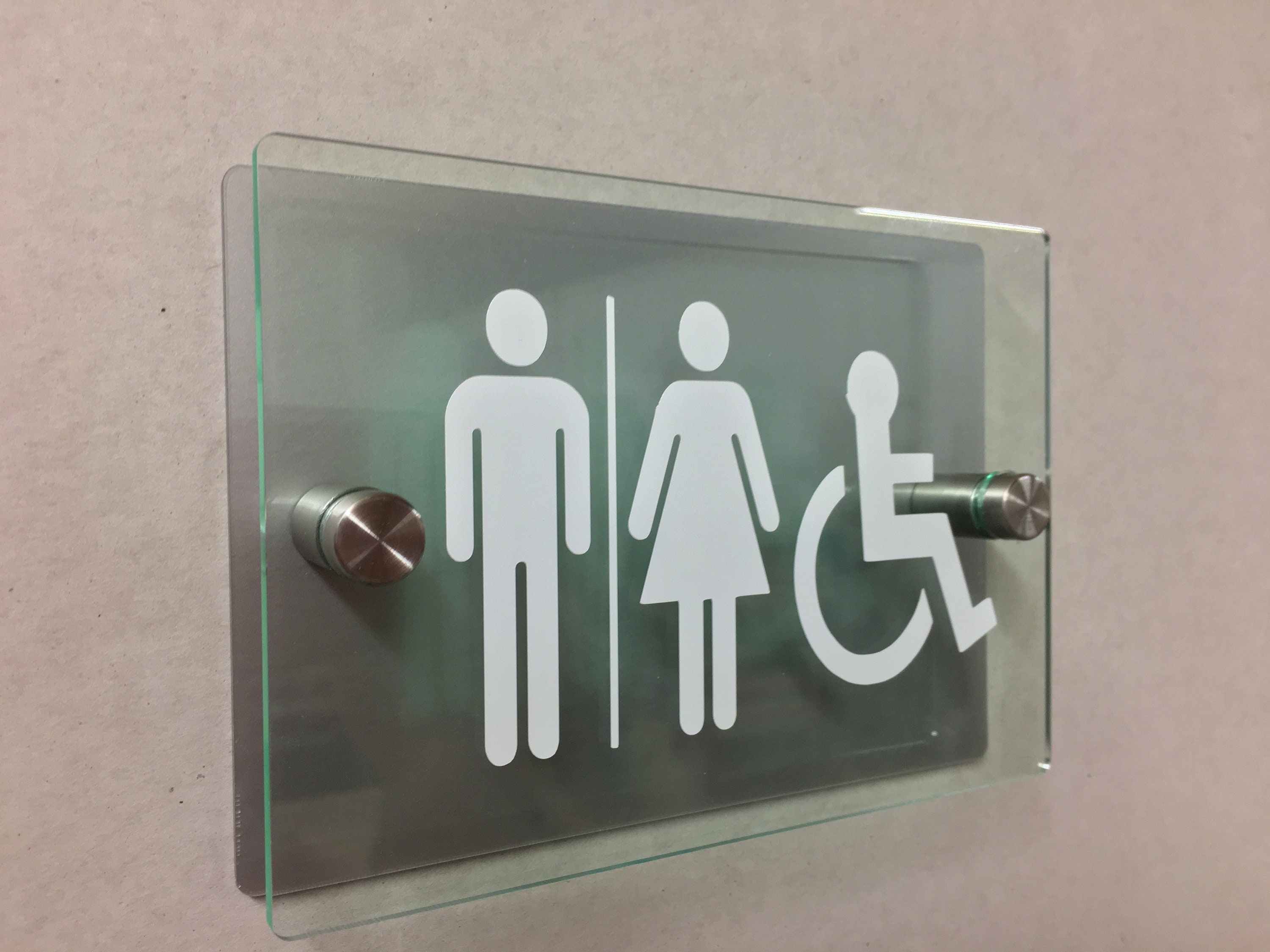 Modern Glass Look Silver Toilet Sign Plaque - Etsy