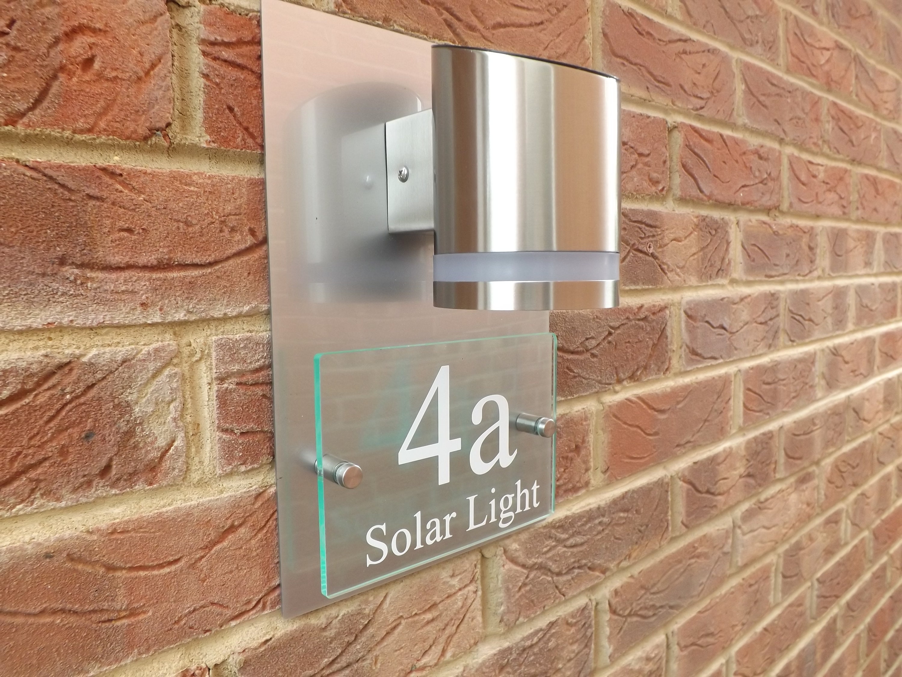 Modern Solar Powered Led House Sign Glass Effect Dark Grey House Name ...