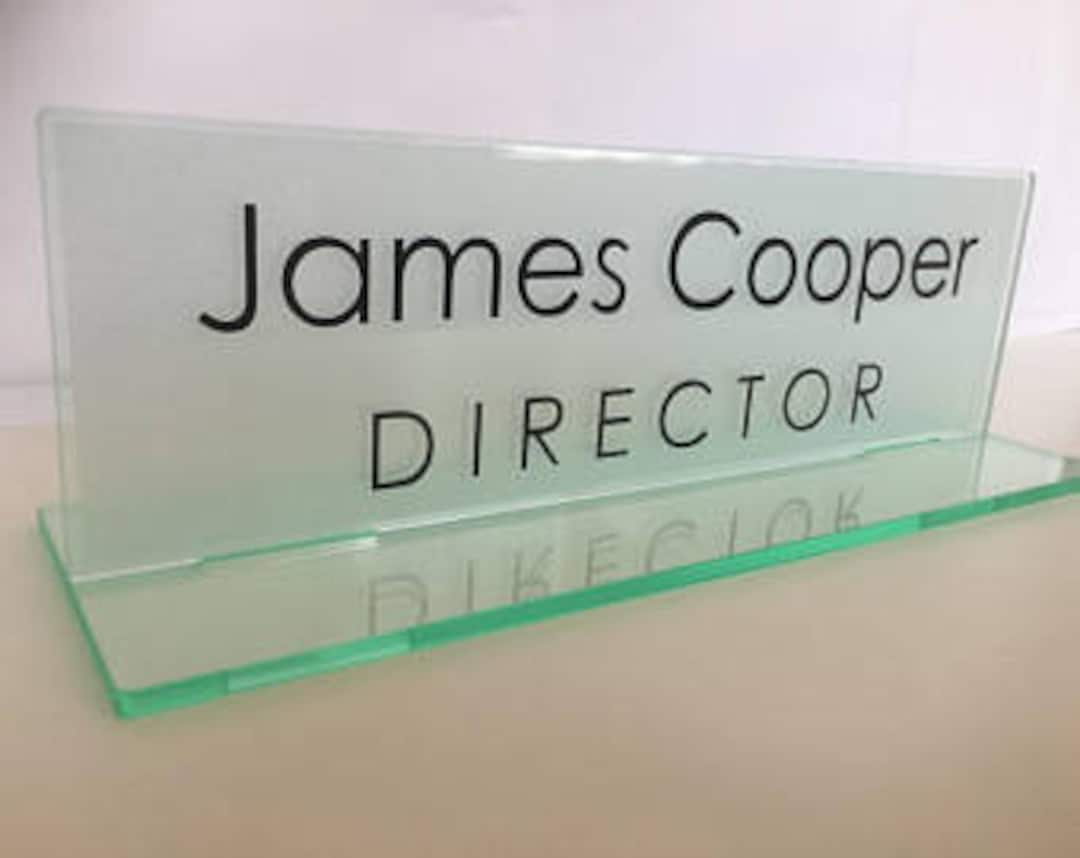 Modern Desk Sign Desktop Receptipn Sign - Glass Acrylic Freestanding ...