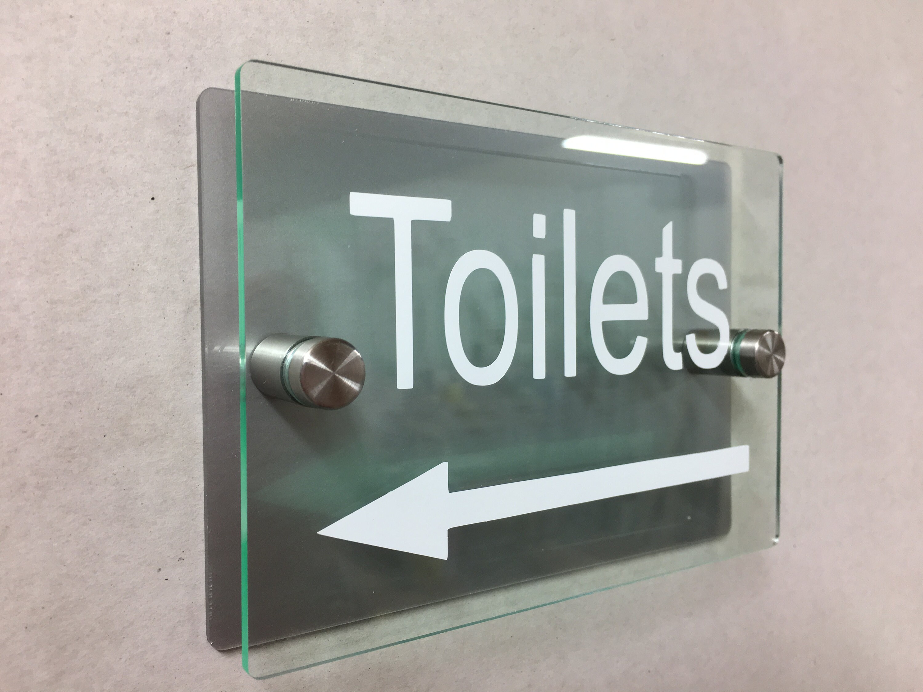 Modern Glass Look Silver Toilet Sign Plaque | Etsy UK