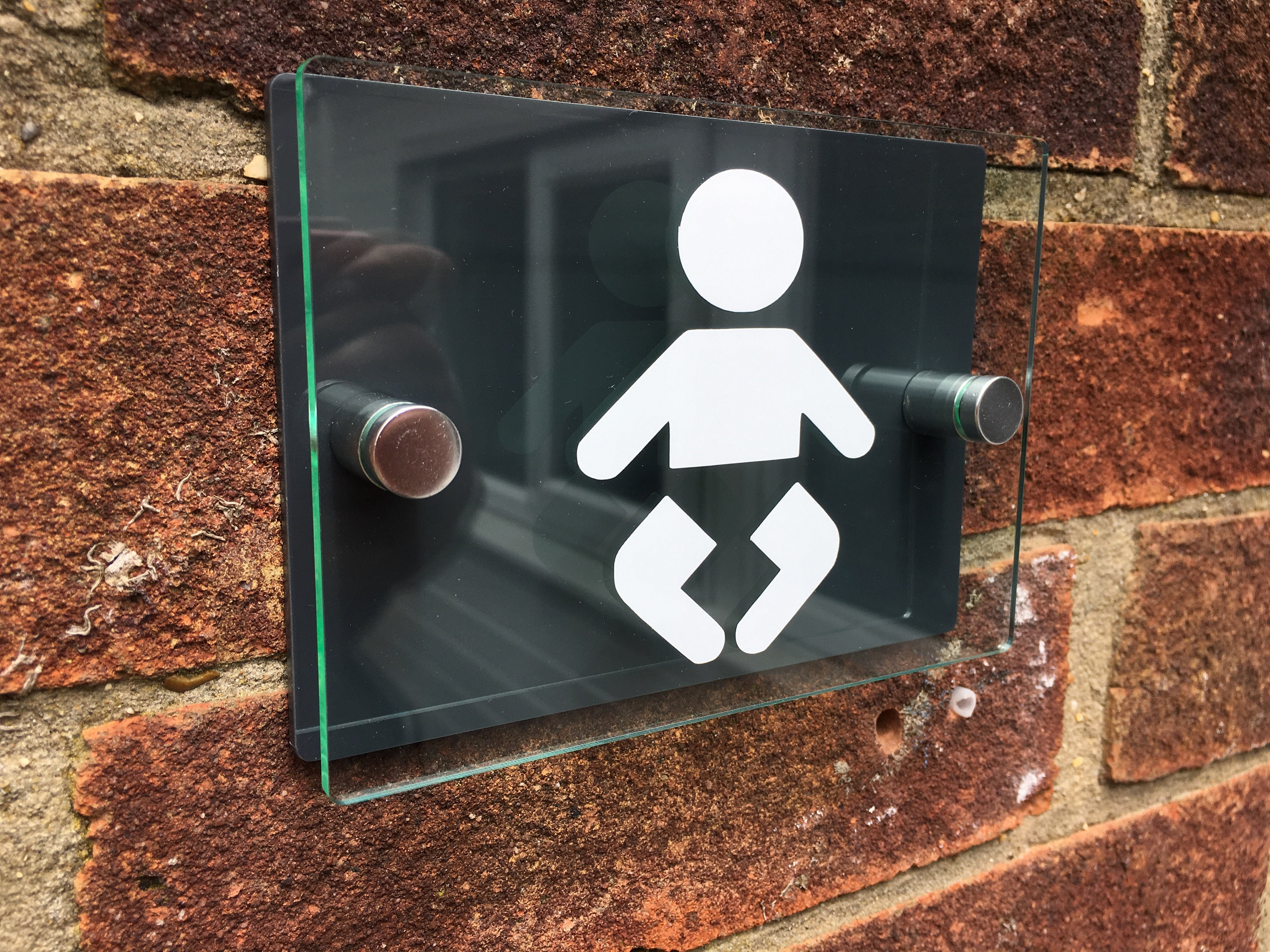 Modern Glass Look Dark Grey Toilet Sign Plaque - Etsy UK