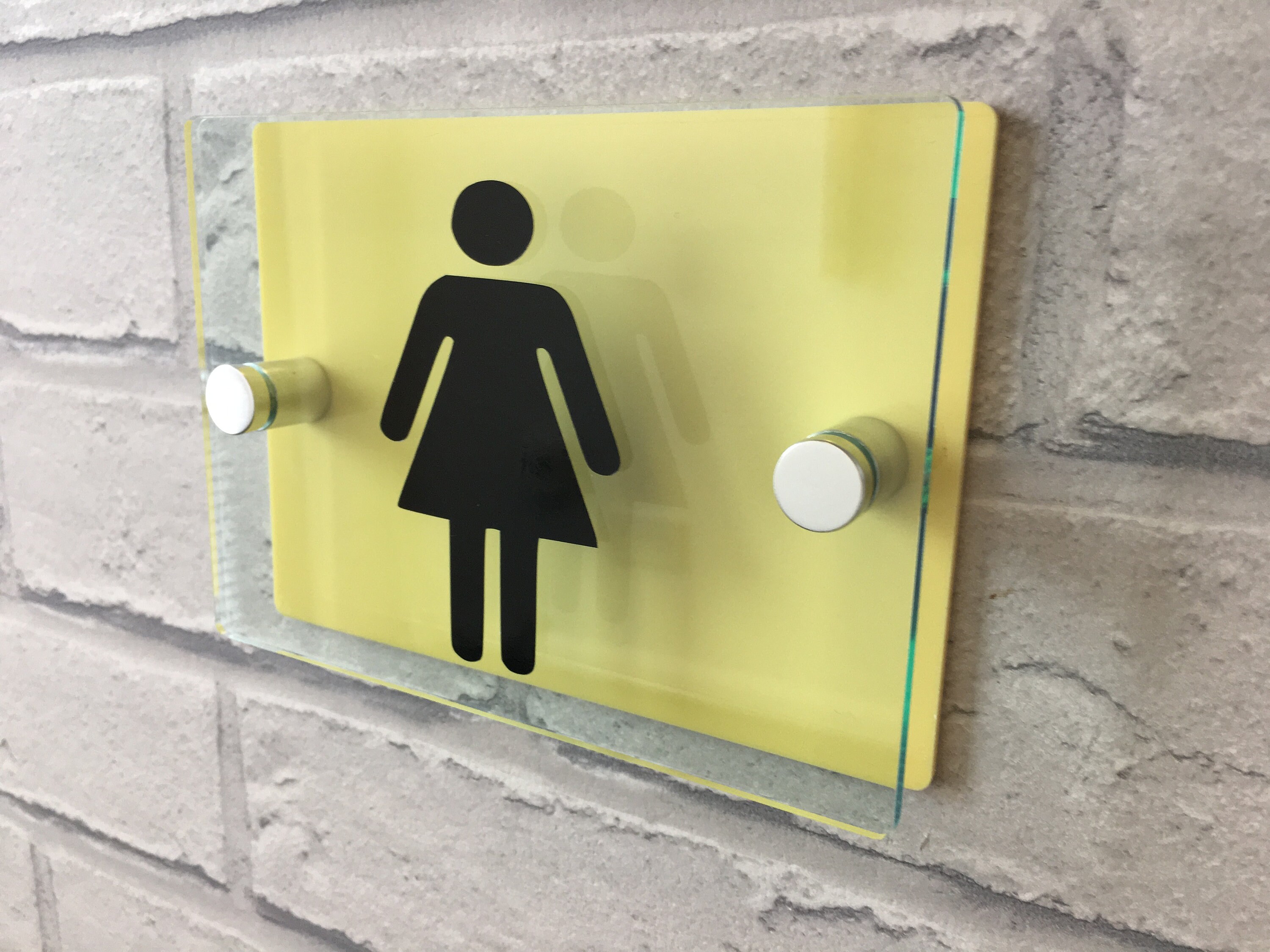 Modern Glass Look Yellow Toilet Sign Plaque - Etsy