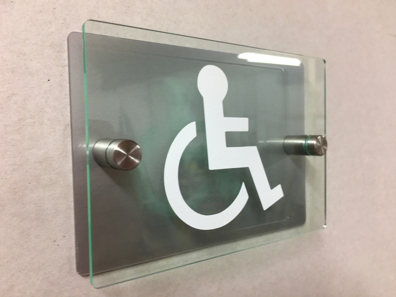 Modern Glass Look Silver Toilet Sign Plaque | Etsy UK