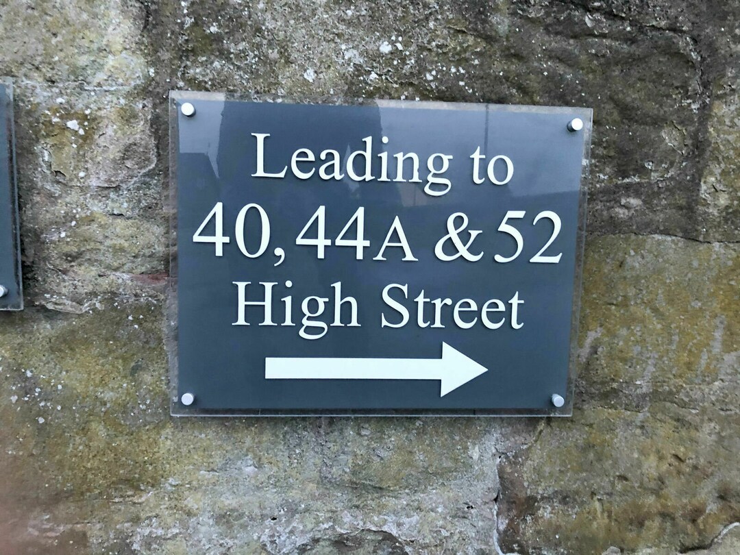 Modern Glass Acrylic Custom Building Directional Wall Sign, Dark Grey ...