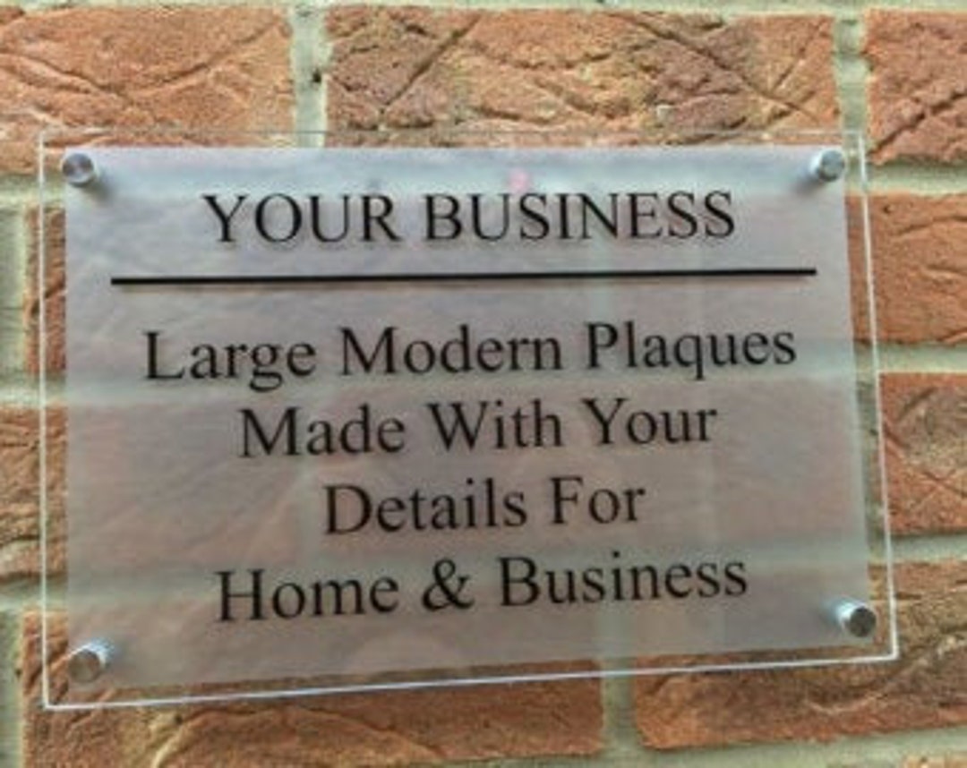 Business Sign Glass Acrylic Modern Plaque A4 - Etsy