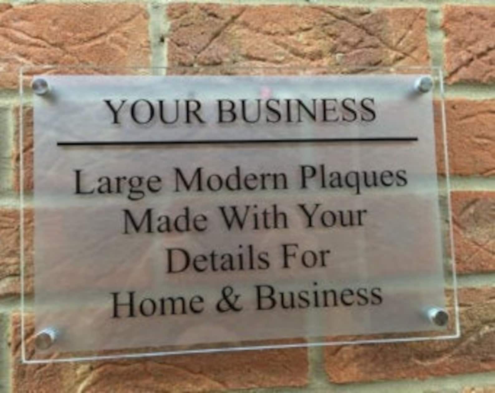 Business Sign Glass Acrylic Modern Plaque A4 | Etsy