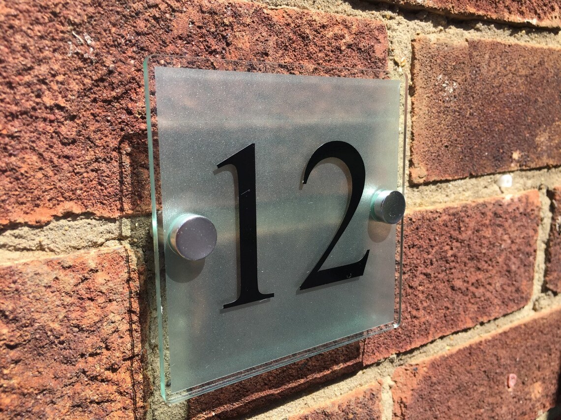 Modern House Sign Plaque Door Number Street Glass Effect - Etsy UK