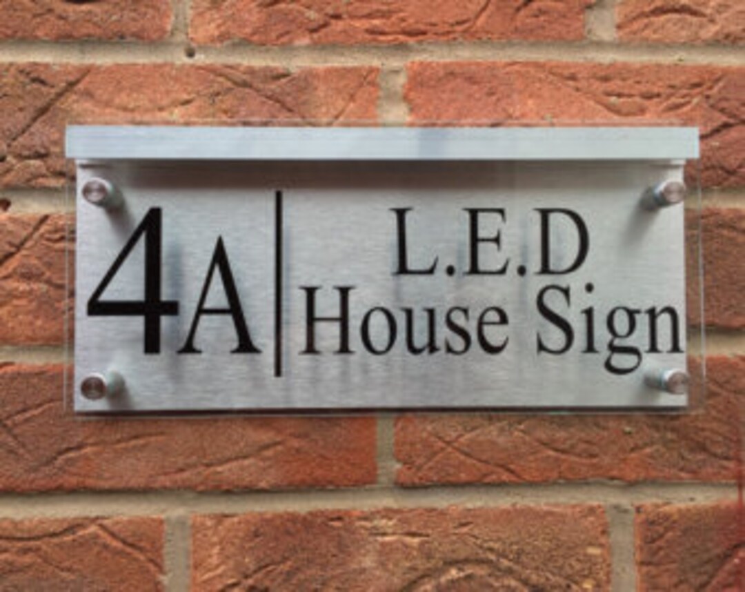 Modern House Sign Plaque Door Number / Street Glass Acrylic Aluminium ...
