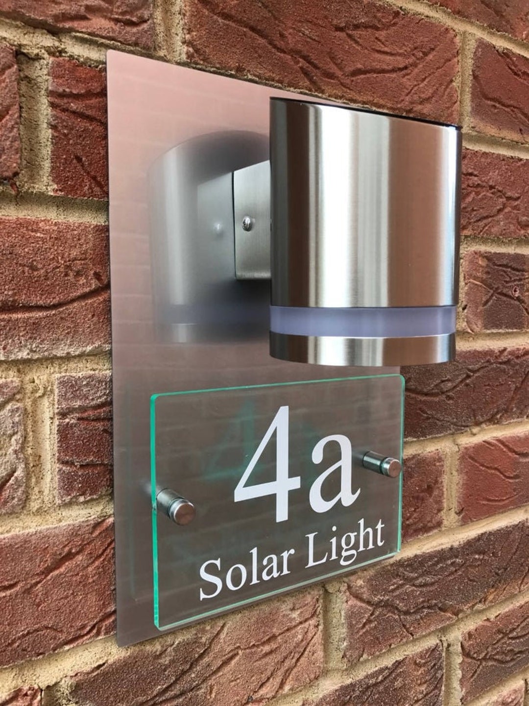 Modern Solar Powered Led House Sign Glass Acrylic and Alumiinium Effect ...