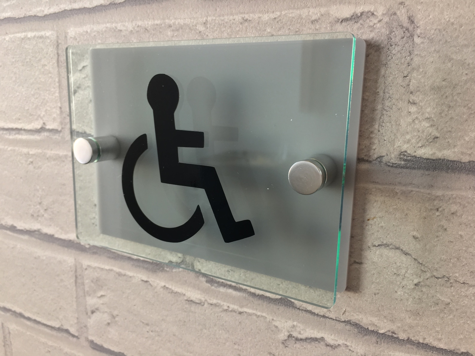 Modern light grey glass look Toilet Sign plaque | Etsy