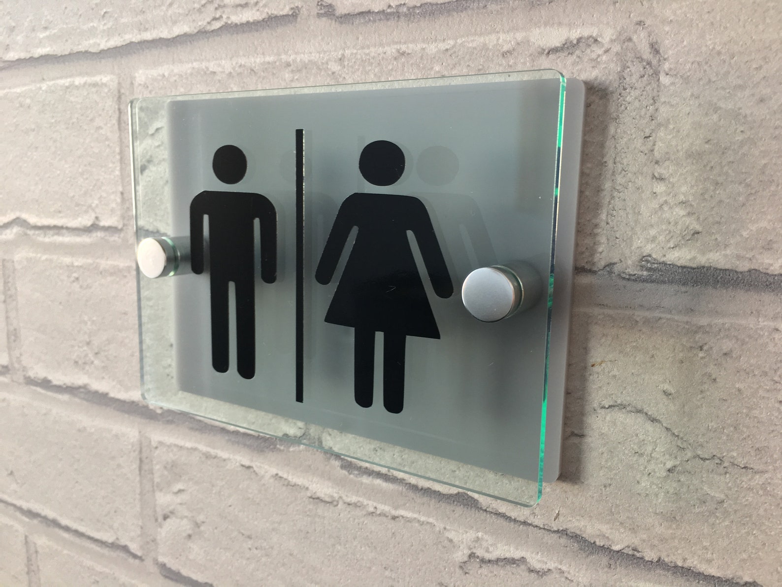 Modern Light Grey Glass Look Toilet Sign Plaque - Etsy UK