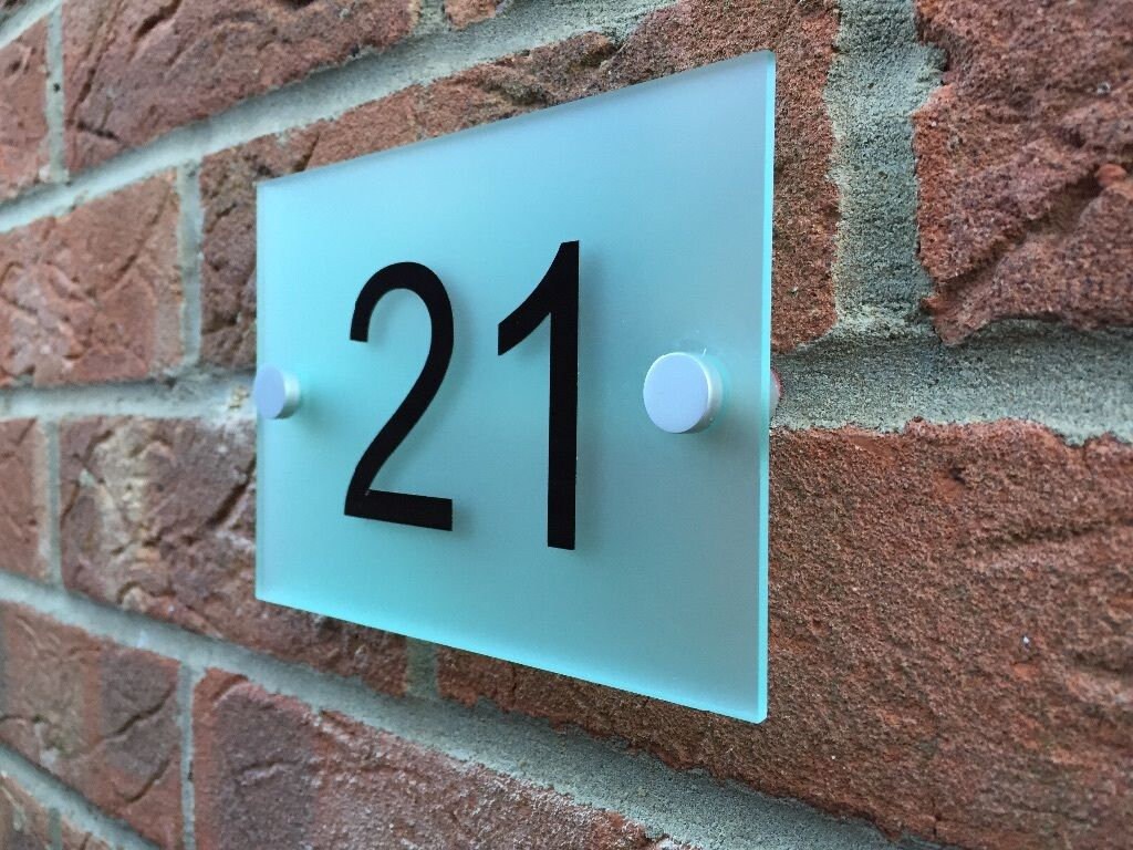 Modern House Sign Plaque Door Number Frosted Glass Acrylic - Etsy UK