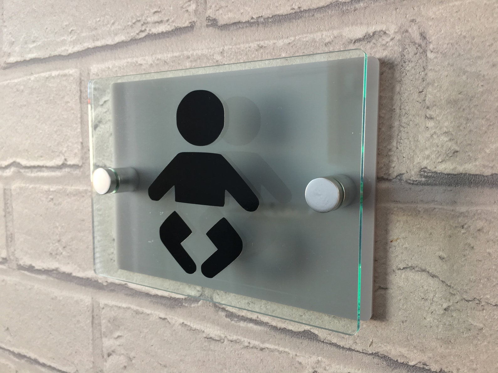 Modern light grey glass look Toilet Sign plaque | Etsy