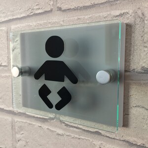 Modern Light Grey Glass Look Toilet Sign Plaque Unisex/male/female ...