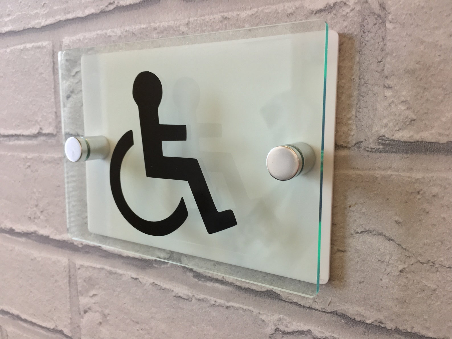 Modern Glass Look White Toilet Sign Plaque - Etsy UK