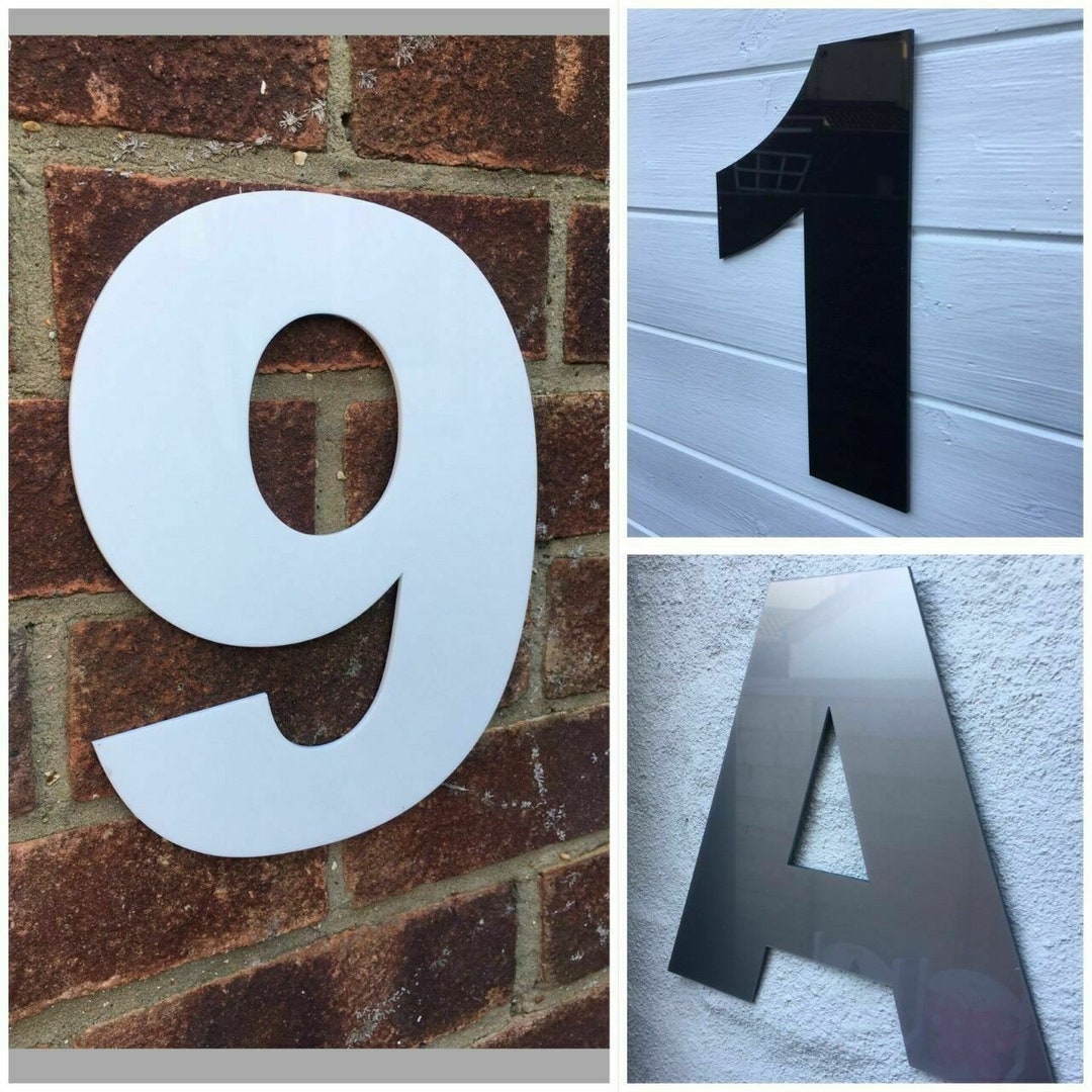 Large Modern House Numbers 250mm Door Numbers Aluminium Effect Large ...