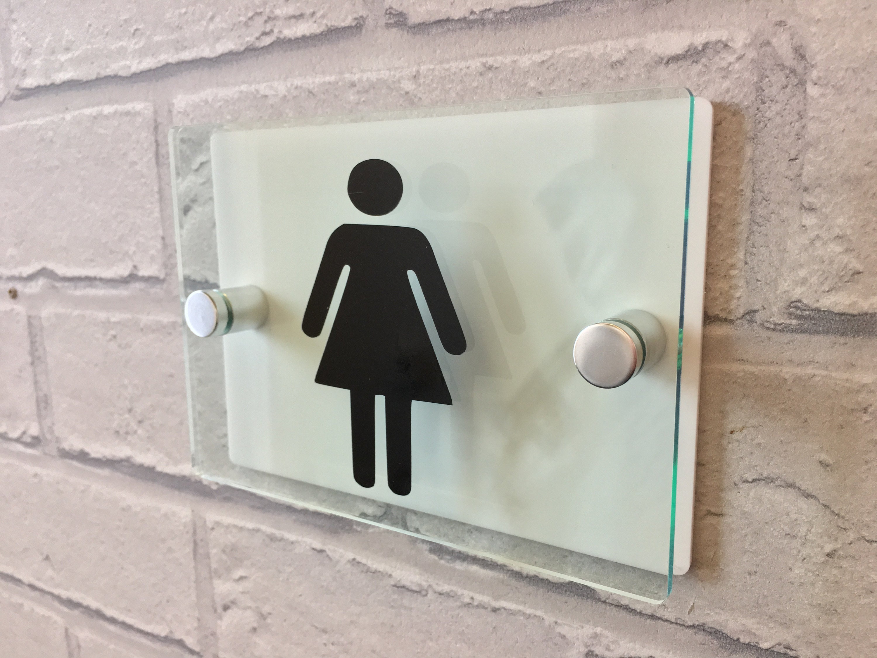 Modern Glass Look White Toilet Sign Plaque - Etsy UK