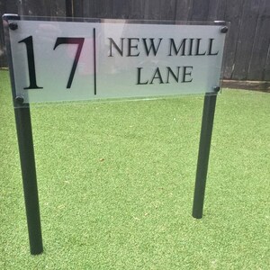 Free Standing Modern House Sign Door Number Address Plaque Glass ...