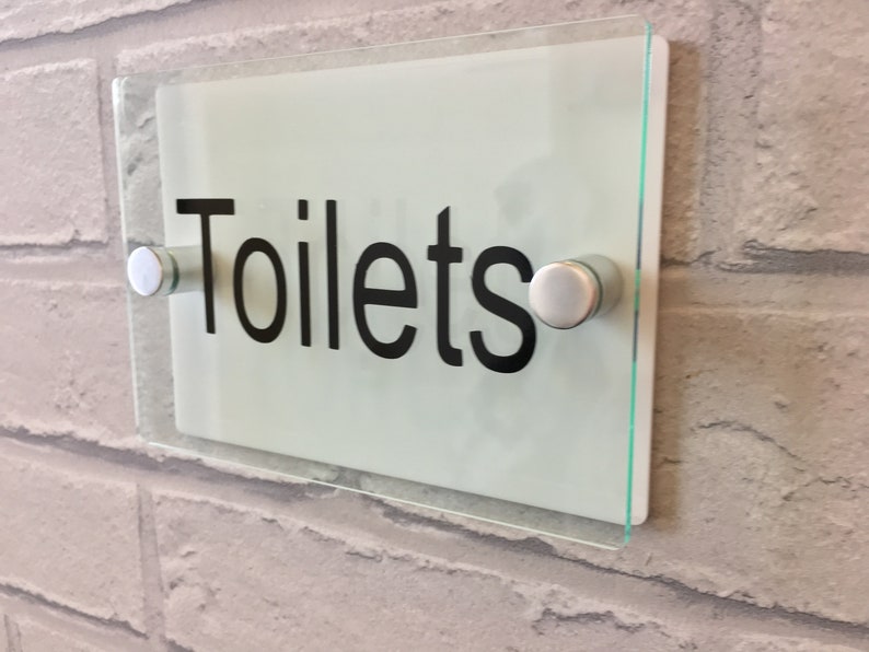 Modern Glass Look White Toilet Sign Plaque - Etsy UK