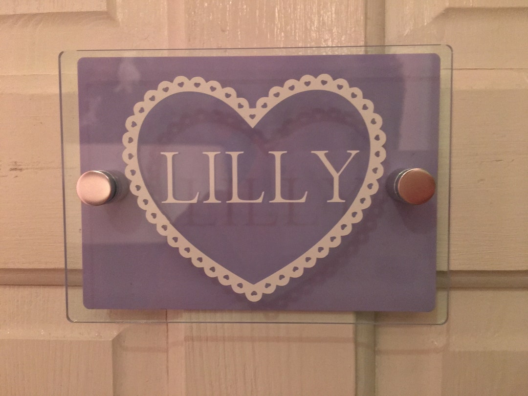Personalised Heart Door Sign, Kids Bedroom Room Sign, Children's Name ...