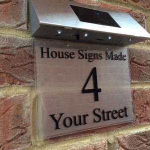 House Sign With Solar Light Modern House Sign House Plaque House Number ...