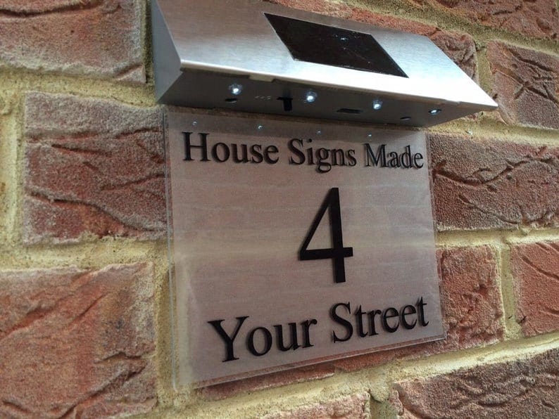 House Sign With Solar Light Modern House Sign House Plaque - Etsy UK