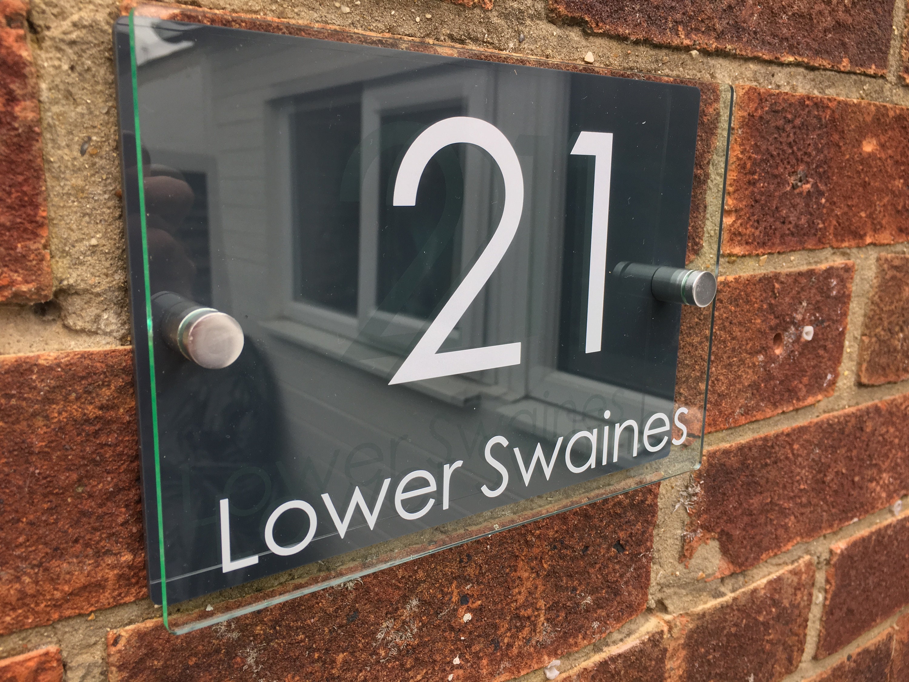 Modern House Sign Plaque Door Number Street Address House Name Glass ...