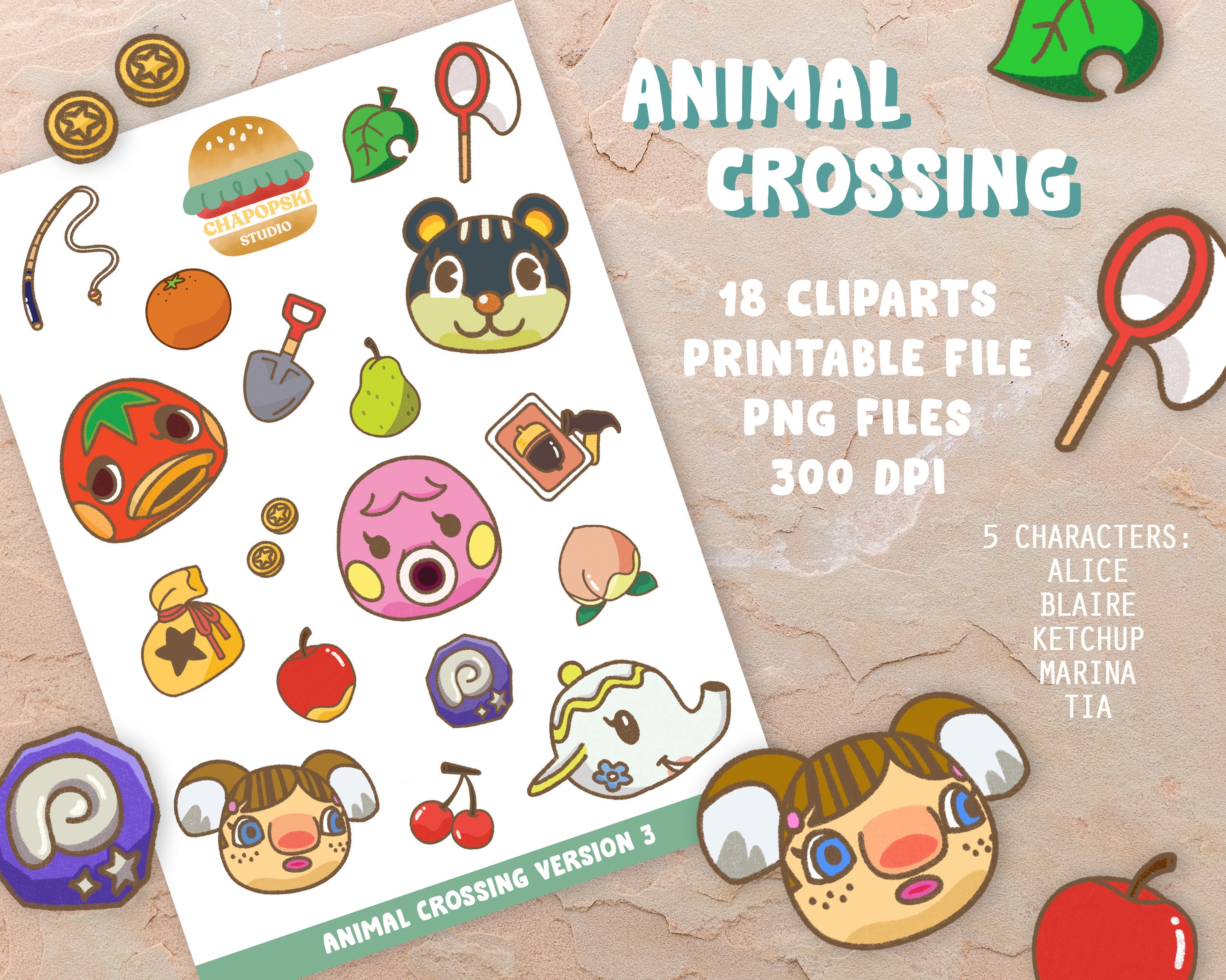 Paper v3 Animal Crossing Digital Sticker Set Stickers, Labels & Tags ...