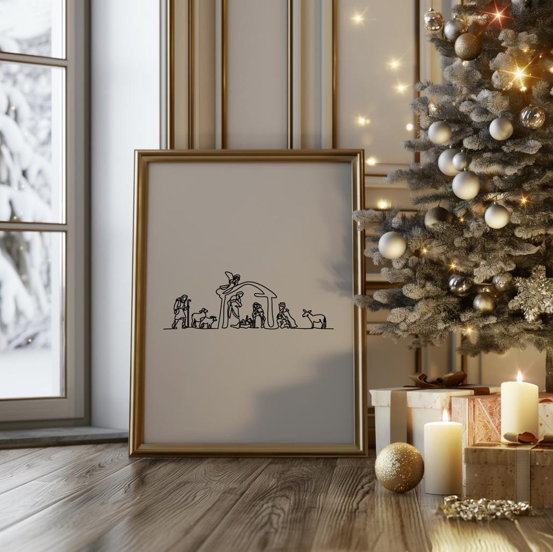 Nativity One Line Art Nativity Wall Art Christian Wall Decor Christian ...