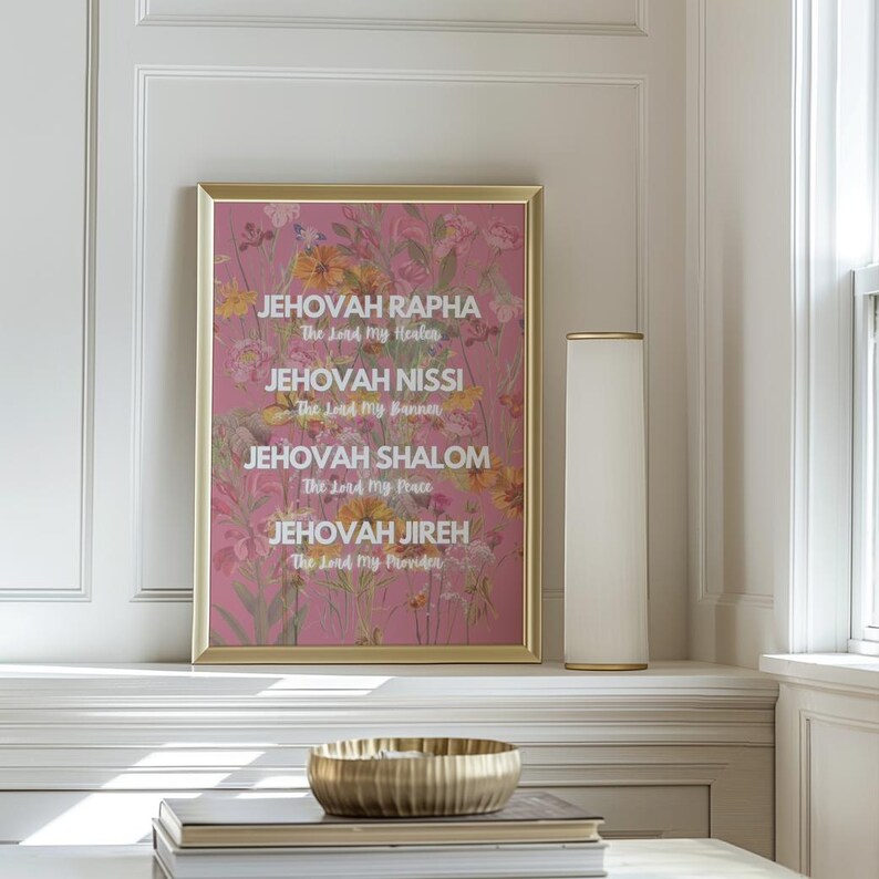 God's Name Pink Wall Art Jesus Wall Decor Christian Wall Art Christian ...