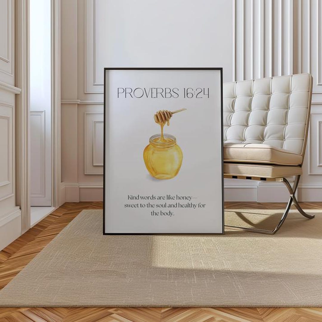 Honey Bible Verse Art Bible Verse Wall Decor Christian Art Christian ...