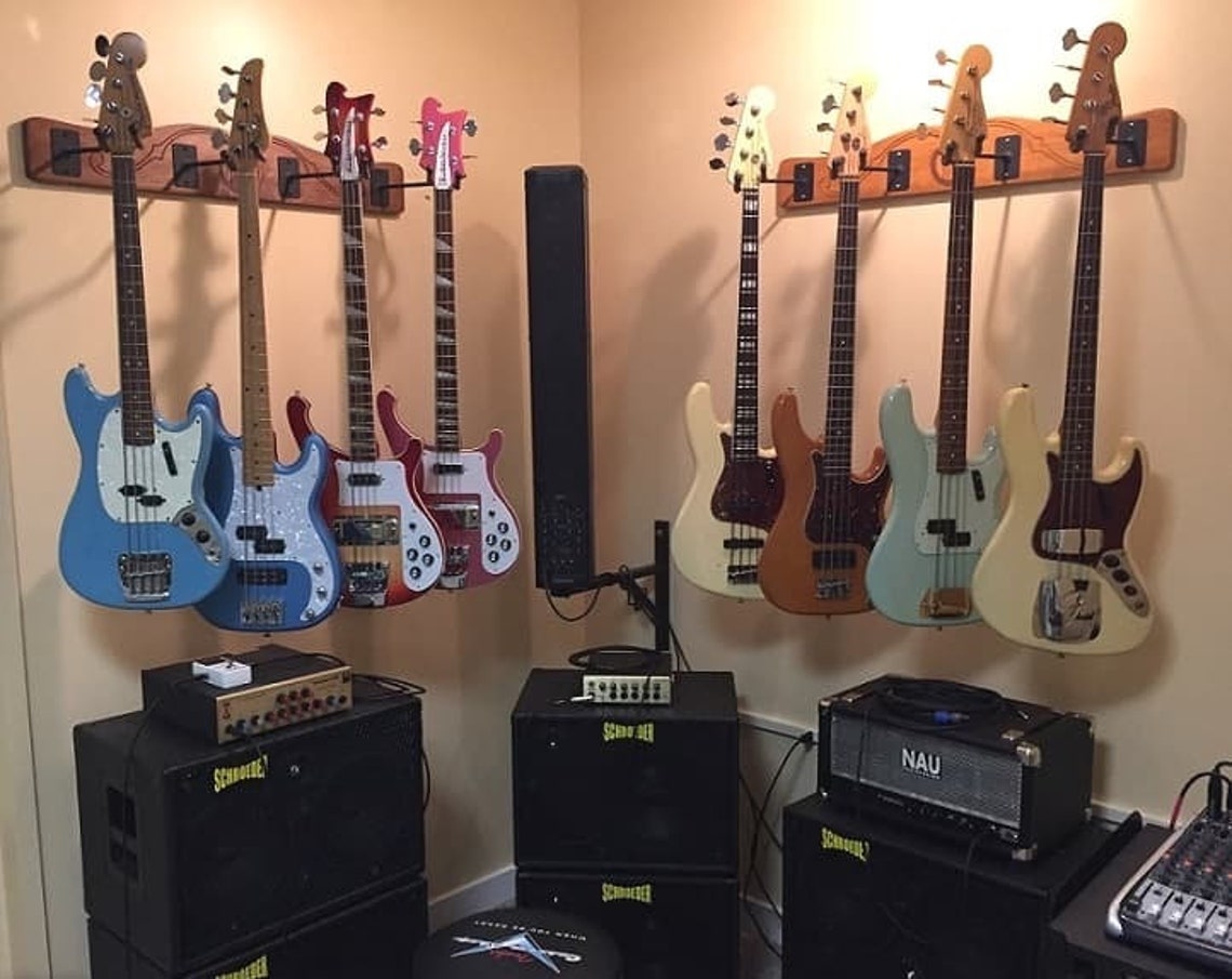 The Pro-file™ Wall Mounted Multi Guitar Hanger Space Saving Rack Holds ...