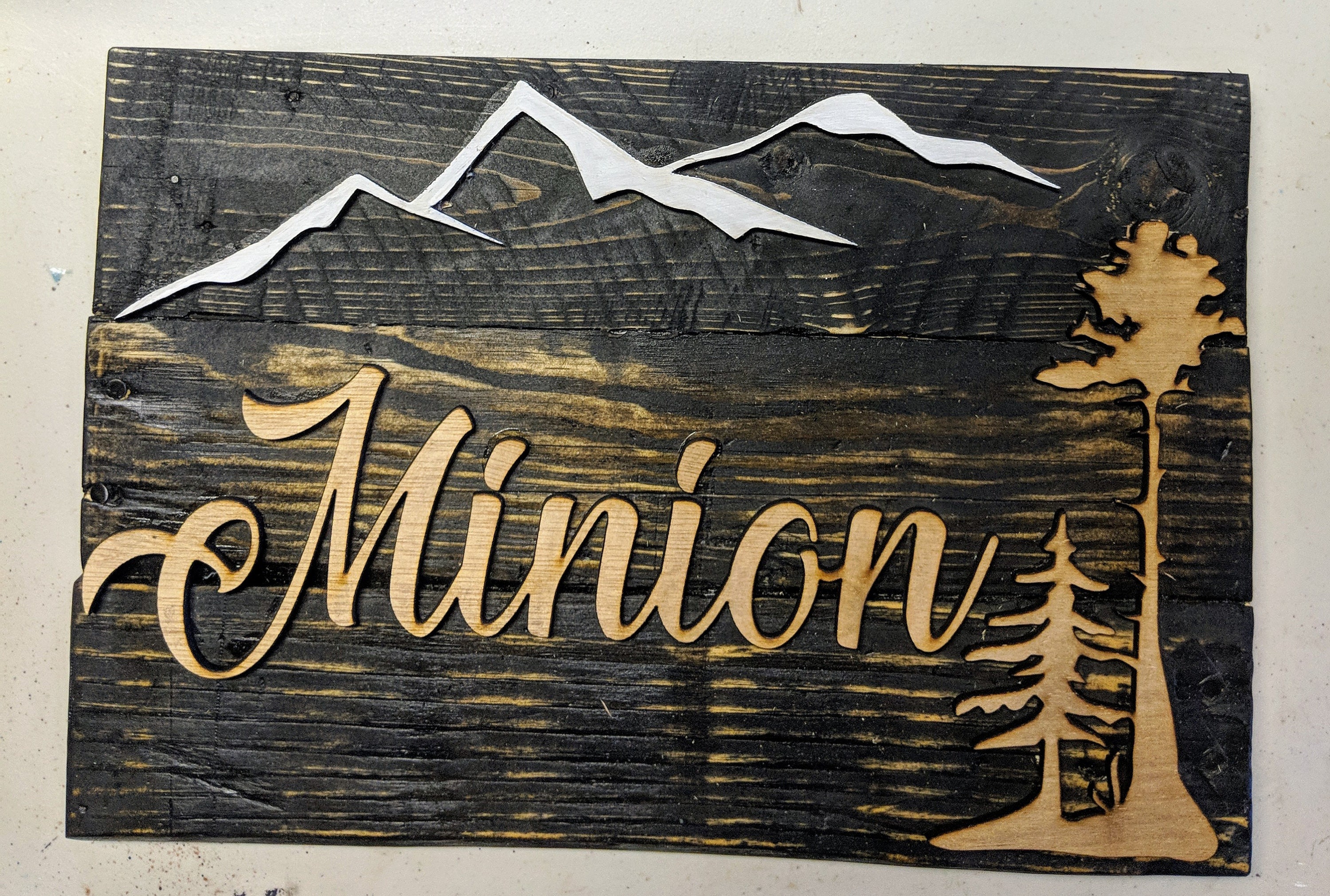 Mountain Name Door Hanger W/ Personalized Family Name | Etsy