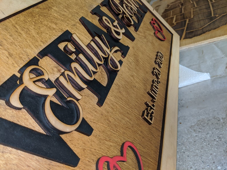 Framed 3D Sign of Last Name With First Names Attached Great - Etsy