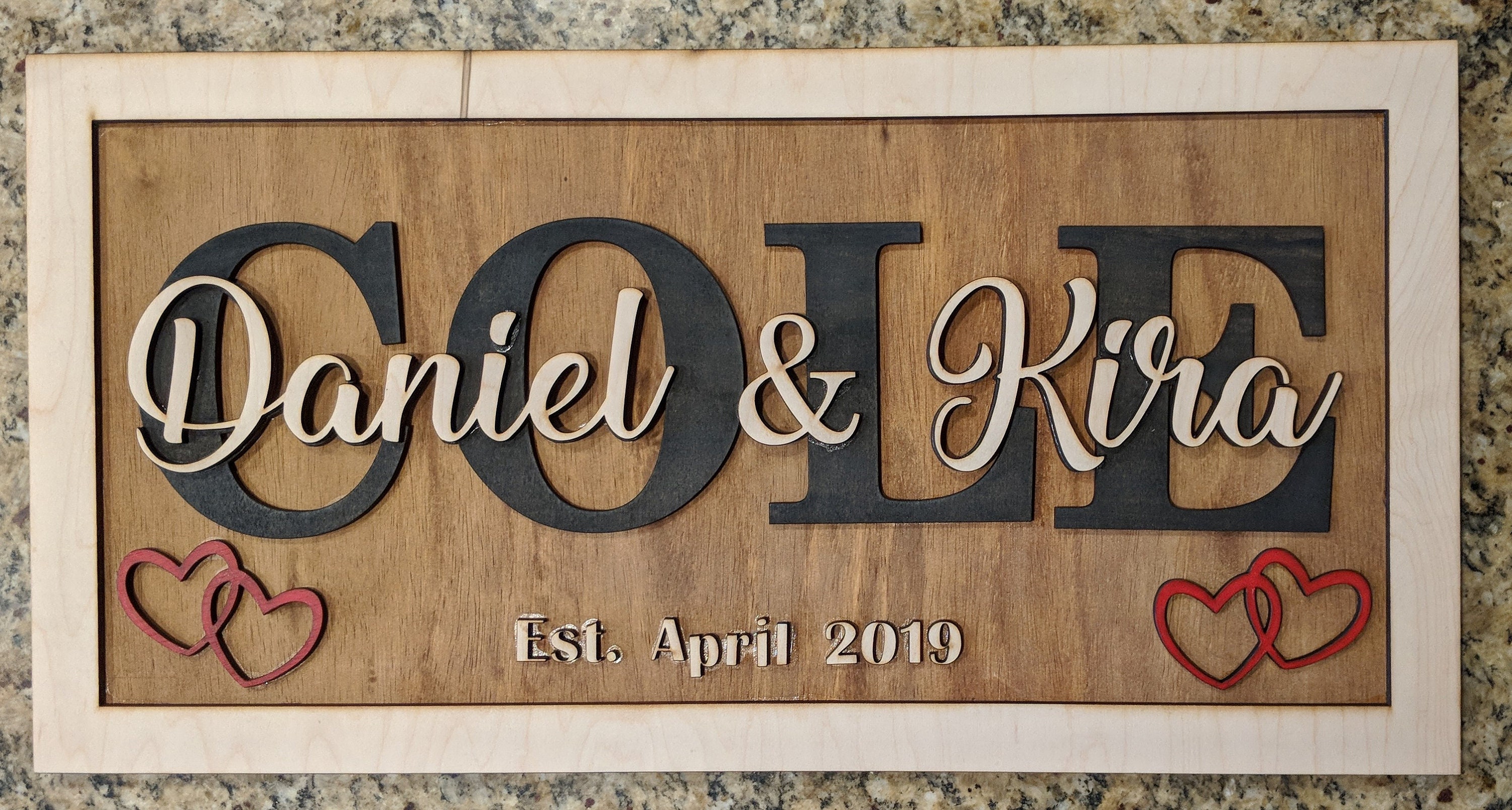 Framed 3D Sign of Last Name With First Names Attached Great - Etsy